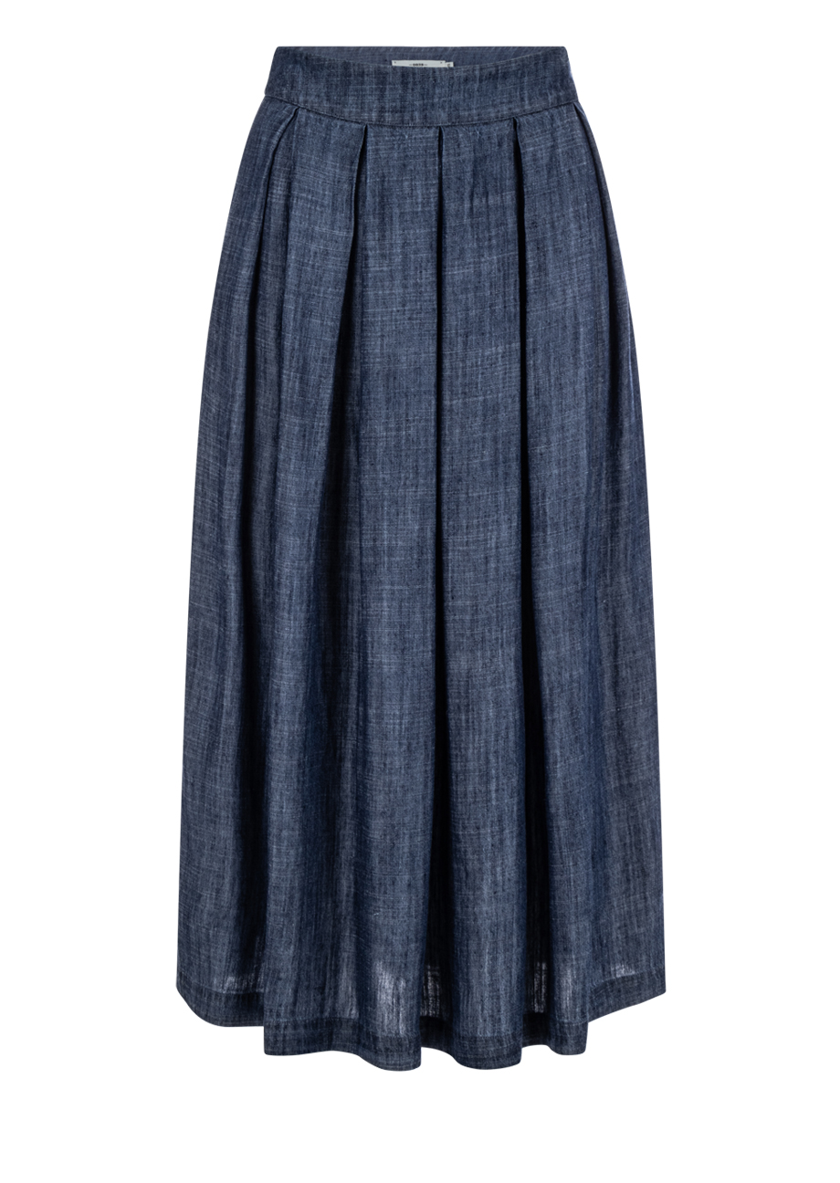 0039 ITALY Faltenrock in Denim-Optik – Dunkelblau - MONDIALmode